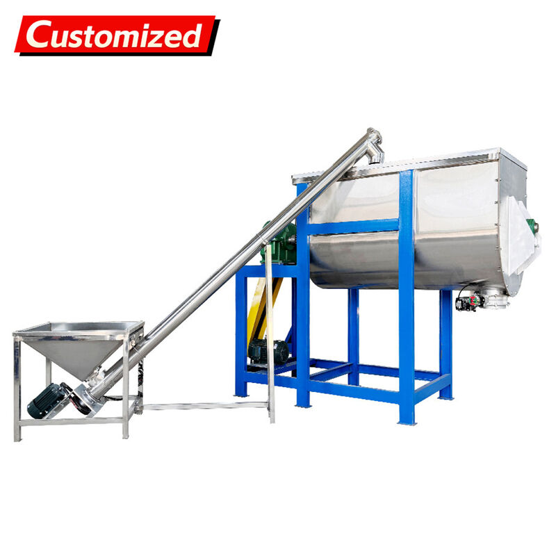 Custom U-Shaped Twin-Screw Mixer with Conveyor for Industrial Mixing