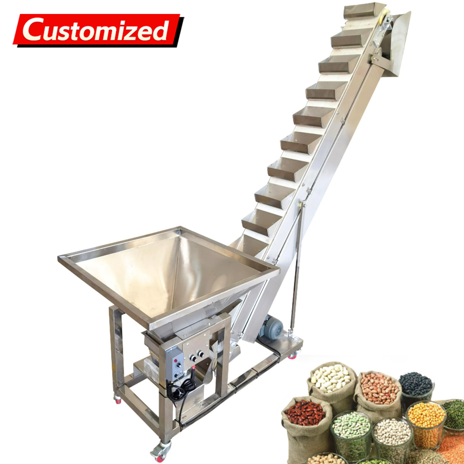 Stainless Steel Bucket Elevator with 150L Hopper