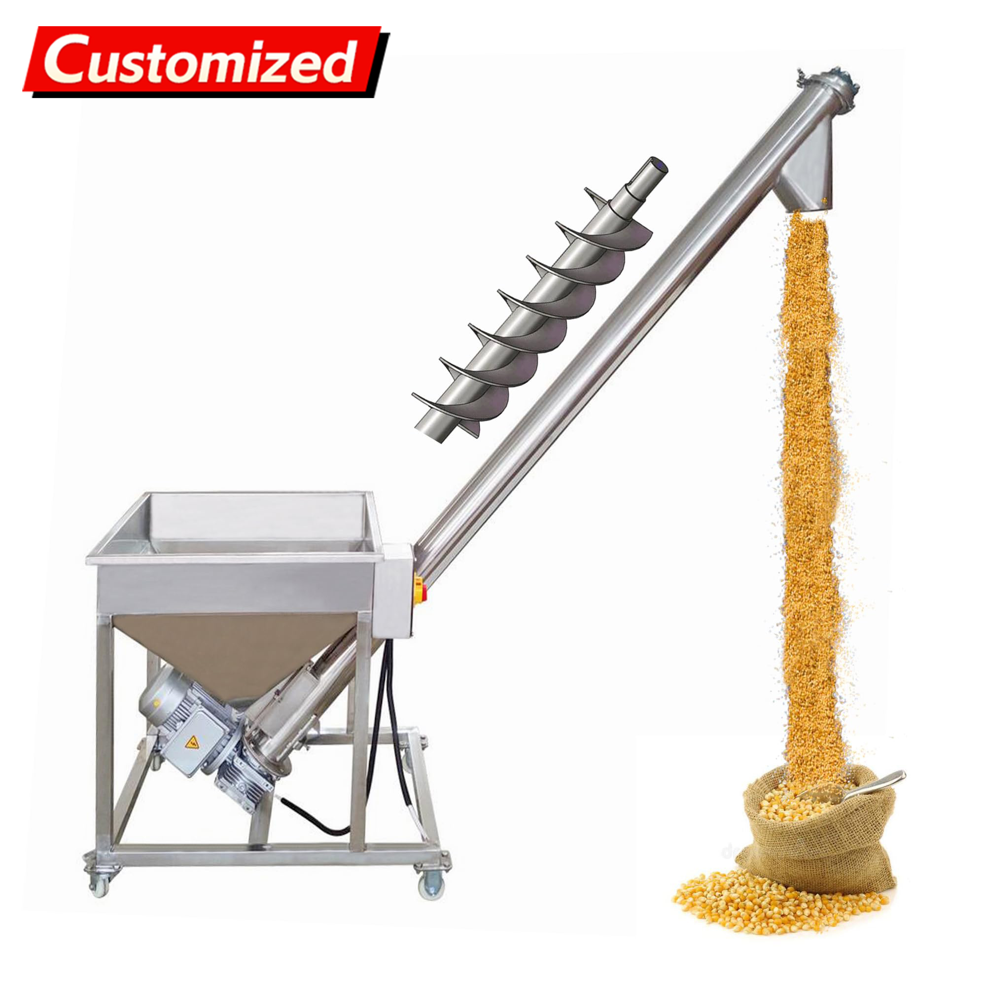 Stainless Steel Vertical Spiral Powder Conveyor - 1100W Screw Feeder