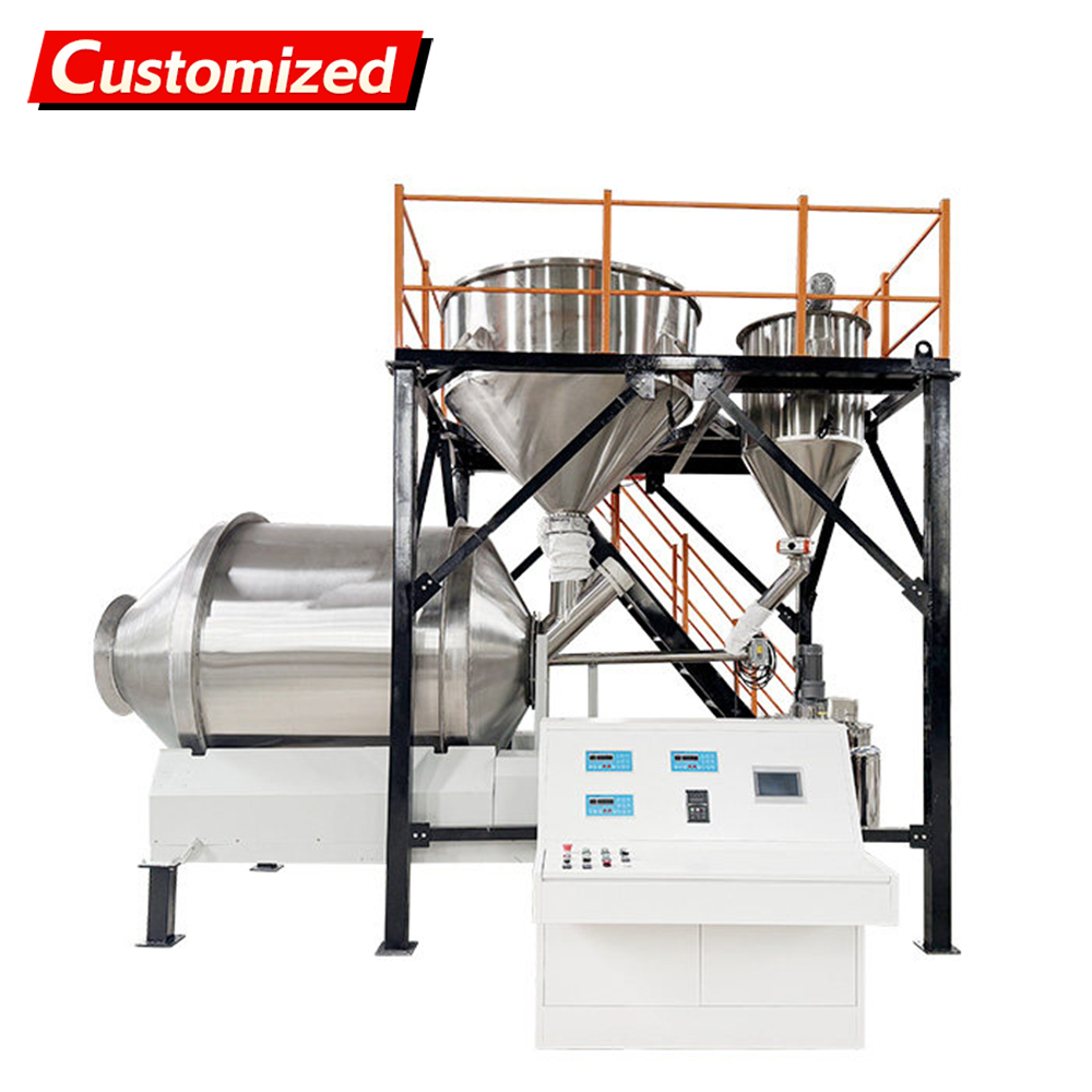 Stainless Steel Drum Mixer with Weighing Hopper - Custom Industrial Mixer
